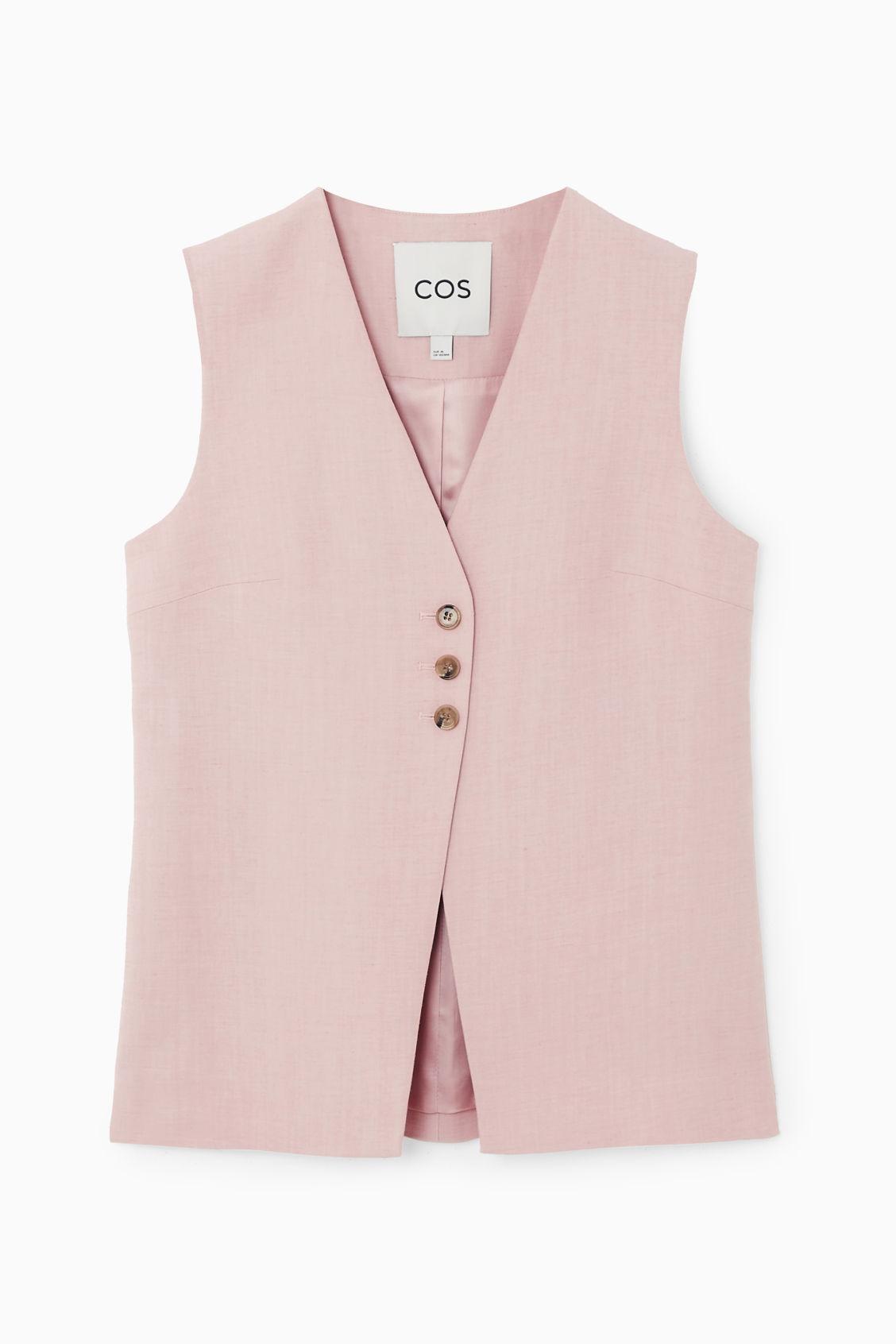 COS Longline Linen-blend Vest in Pink | Lyst