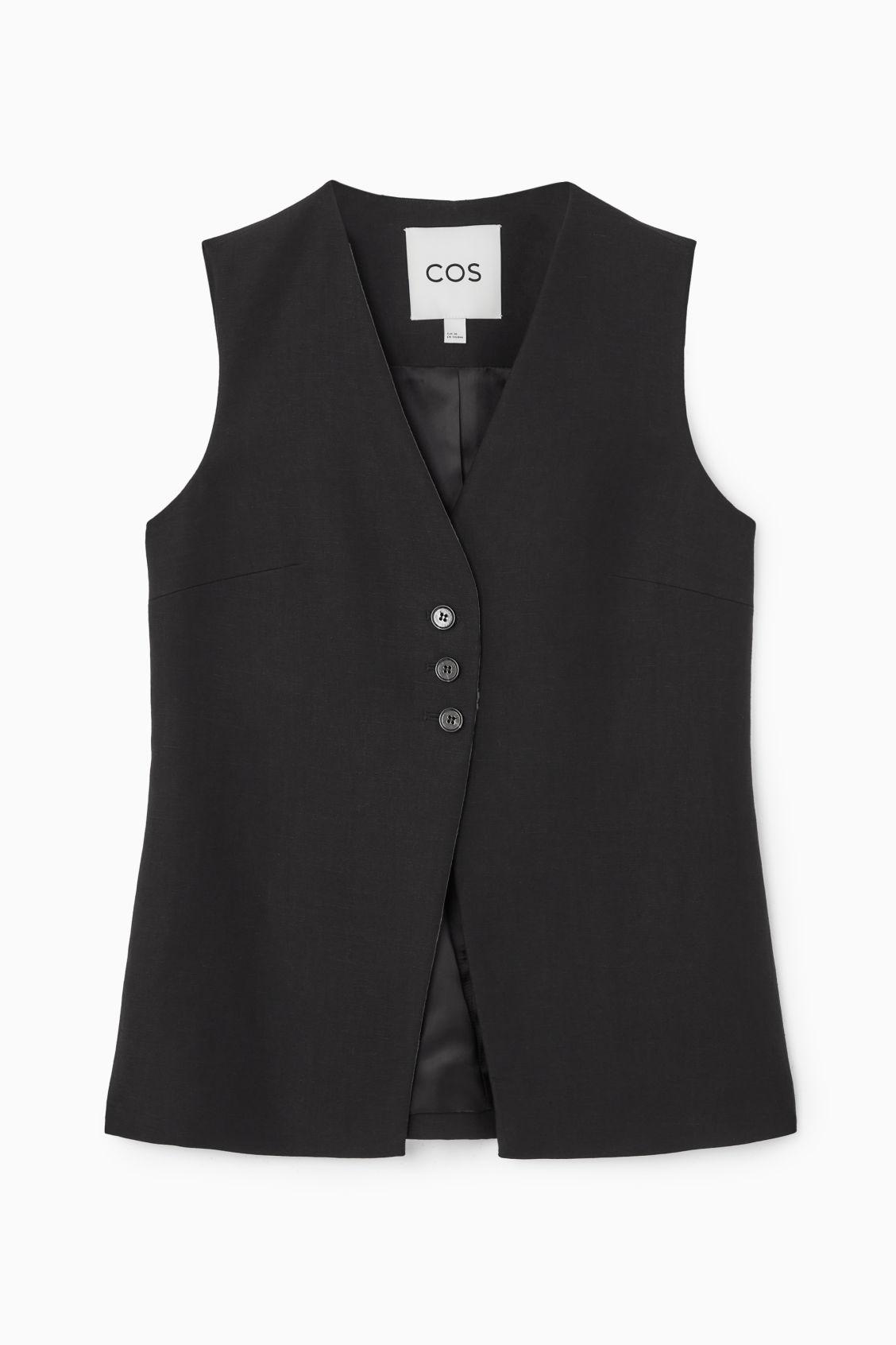 COS Longline Linen-blend Vest in Black | Lyst