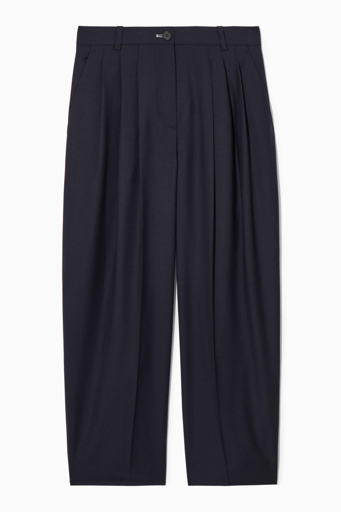 COS Barrel-leg Wool Trousers in Blue | Lyst