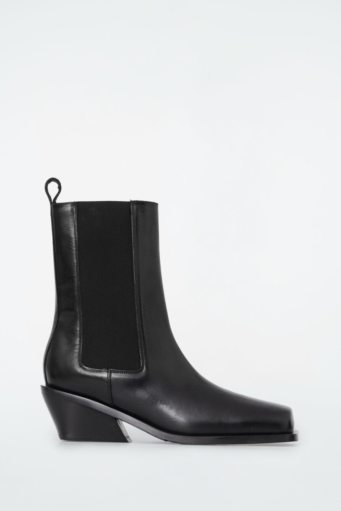 COS Square-toe Leather Chelsea Boots in Black | Lyst