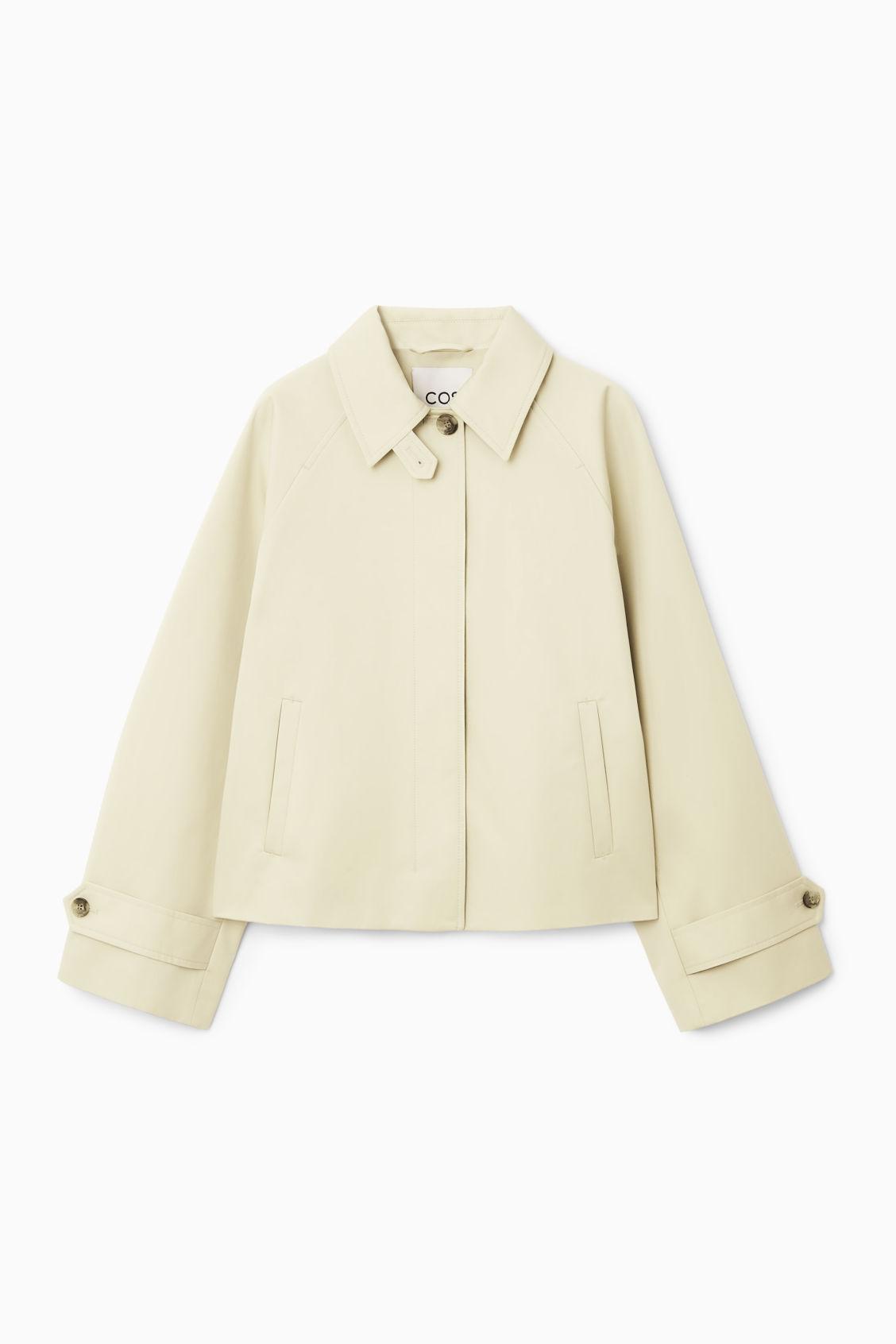 COS Short Twill Trench Coat in Natural | Lyst