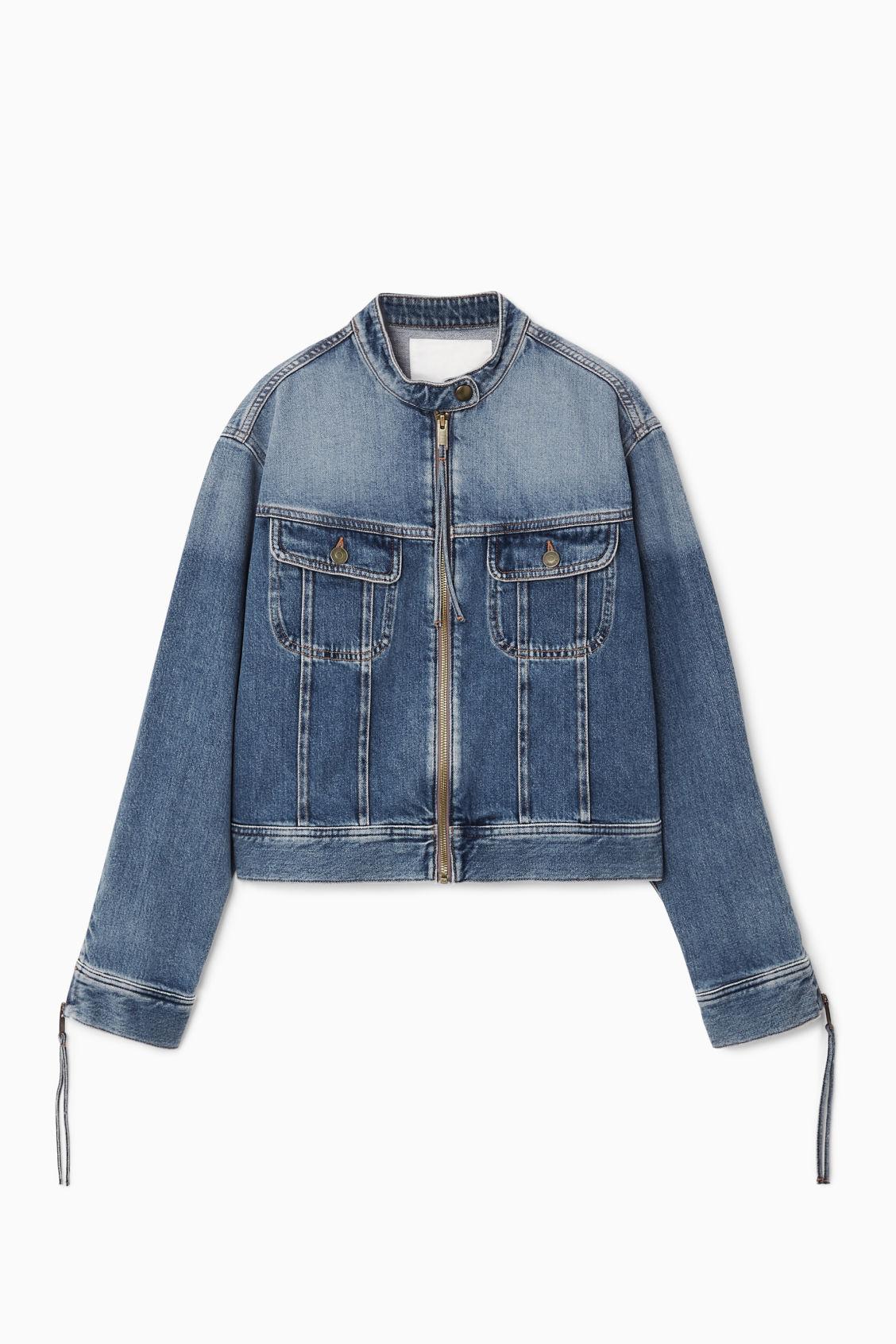 COS Denim Moto Jacket in Blue | Lyst
