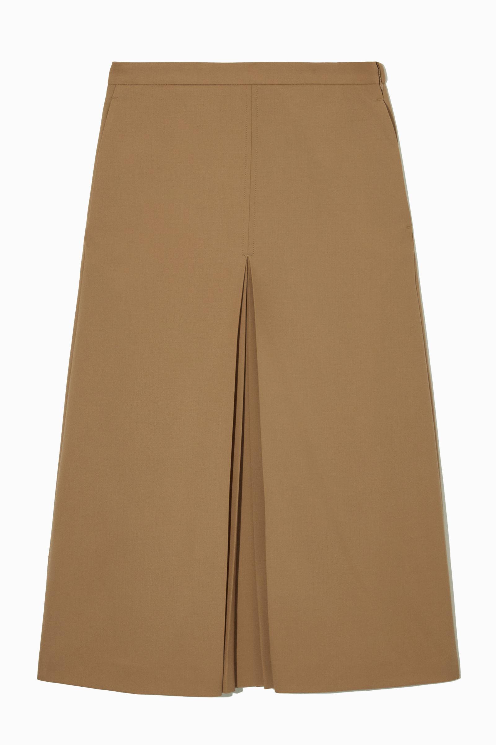 COS Pleated Wool Midi Skirt in Natural | Lyst UK