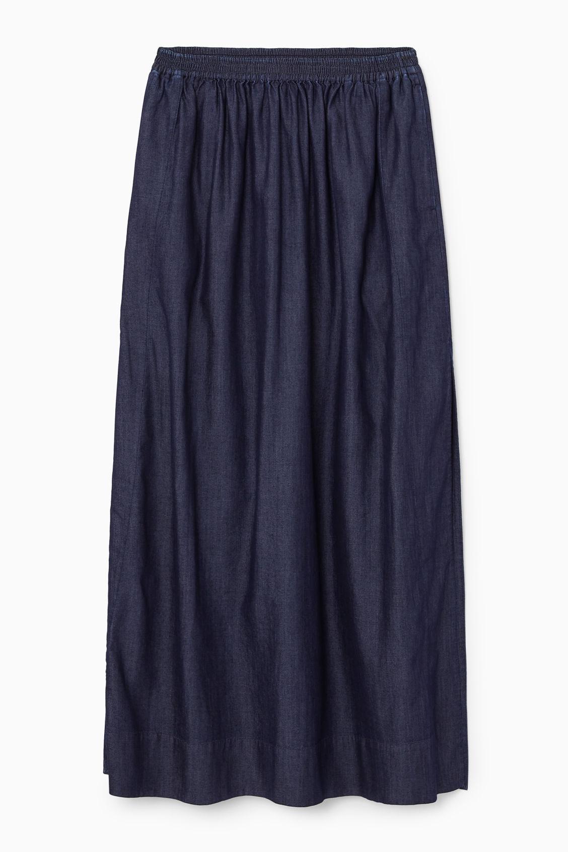 COS Gathered Denim Maxi Skirt in Blue | Lyst