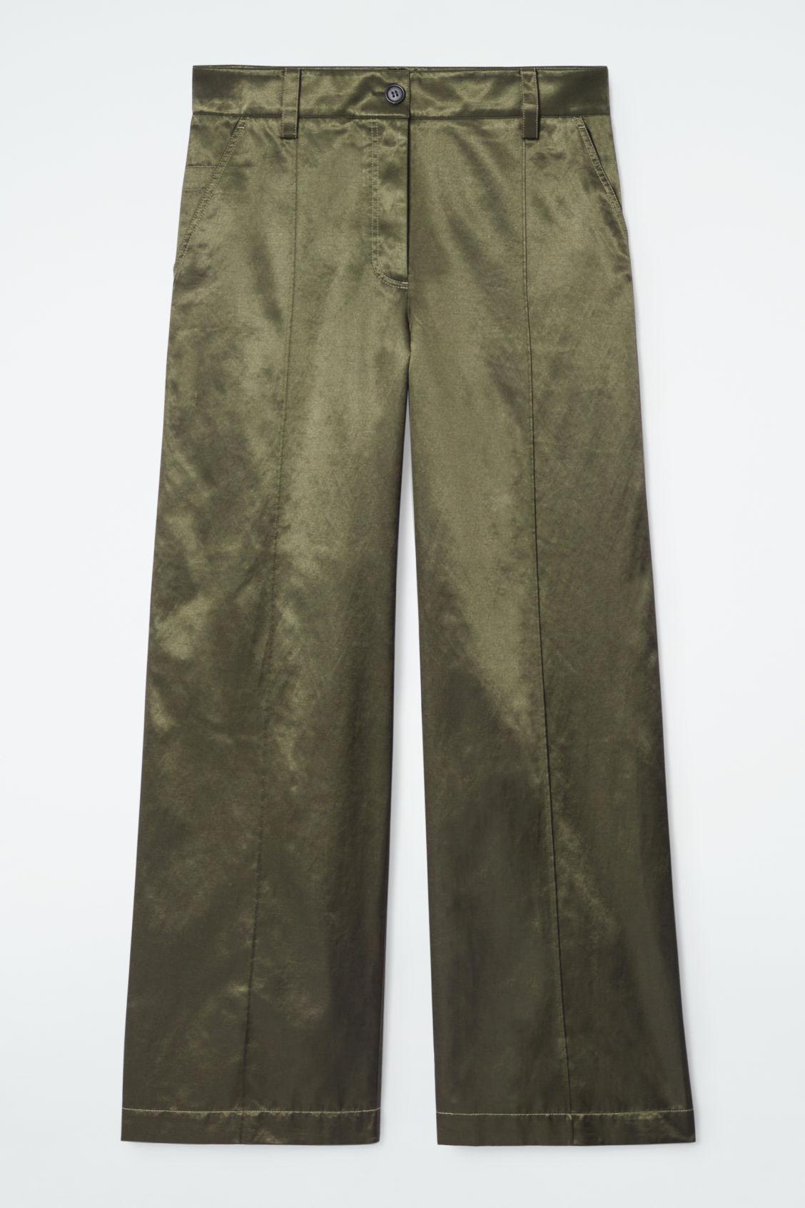 COS Pintucked Satin Utility Pants in Green | Lyst