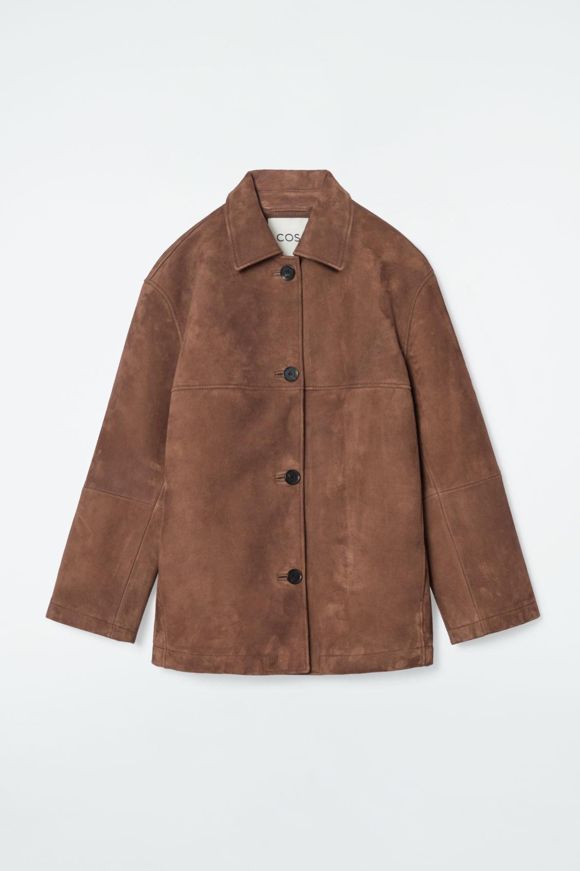 COS Collared Suede Jacket in Brown | Lyst
