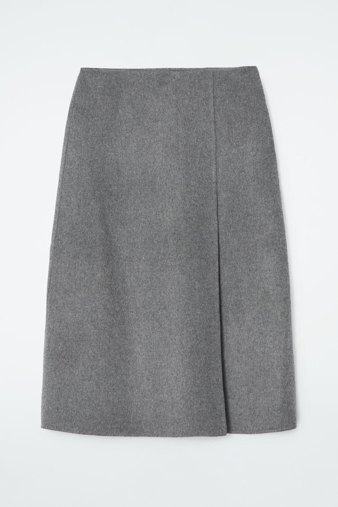 COS Double-faced Wool Midi Skirt in Gray | Lyst