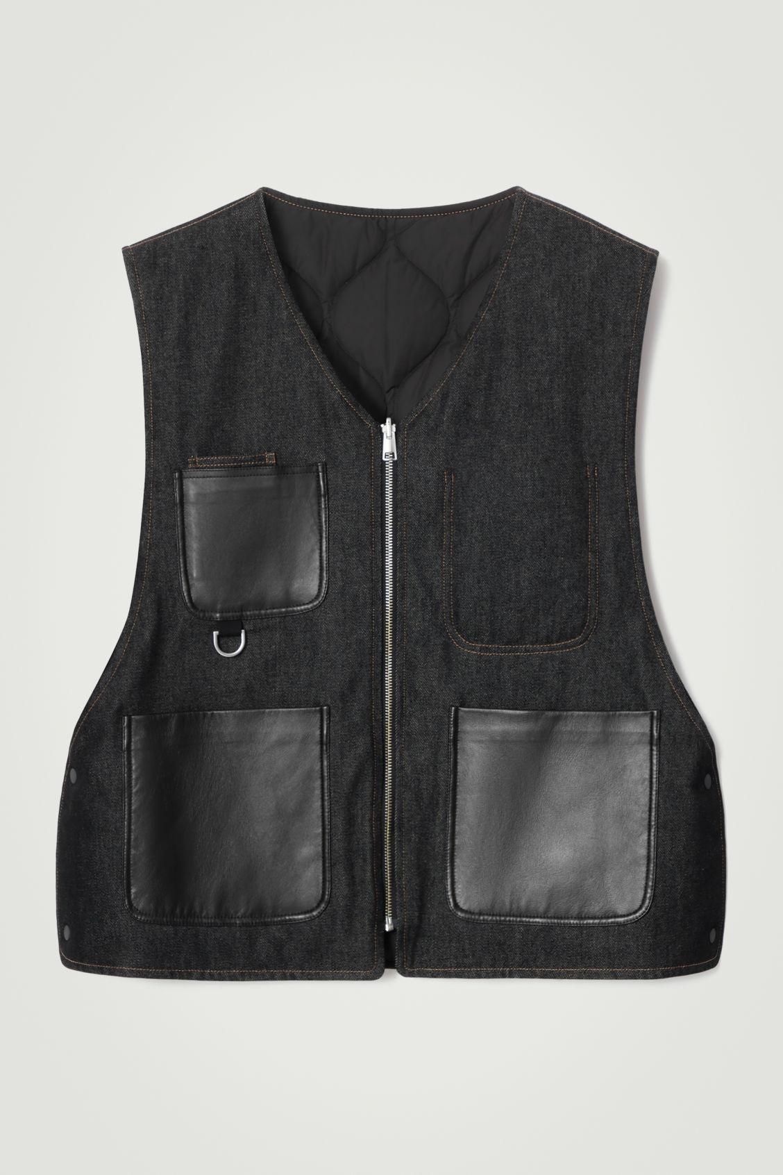 COS Reversible Denim Utility Vest in Black for Men | Lyst