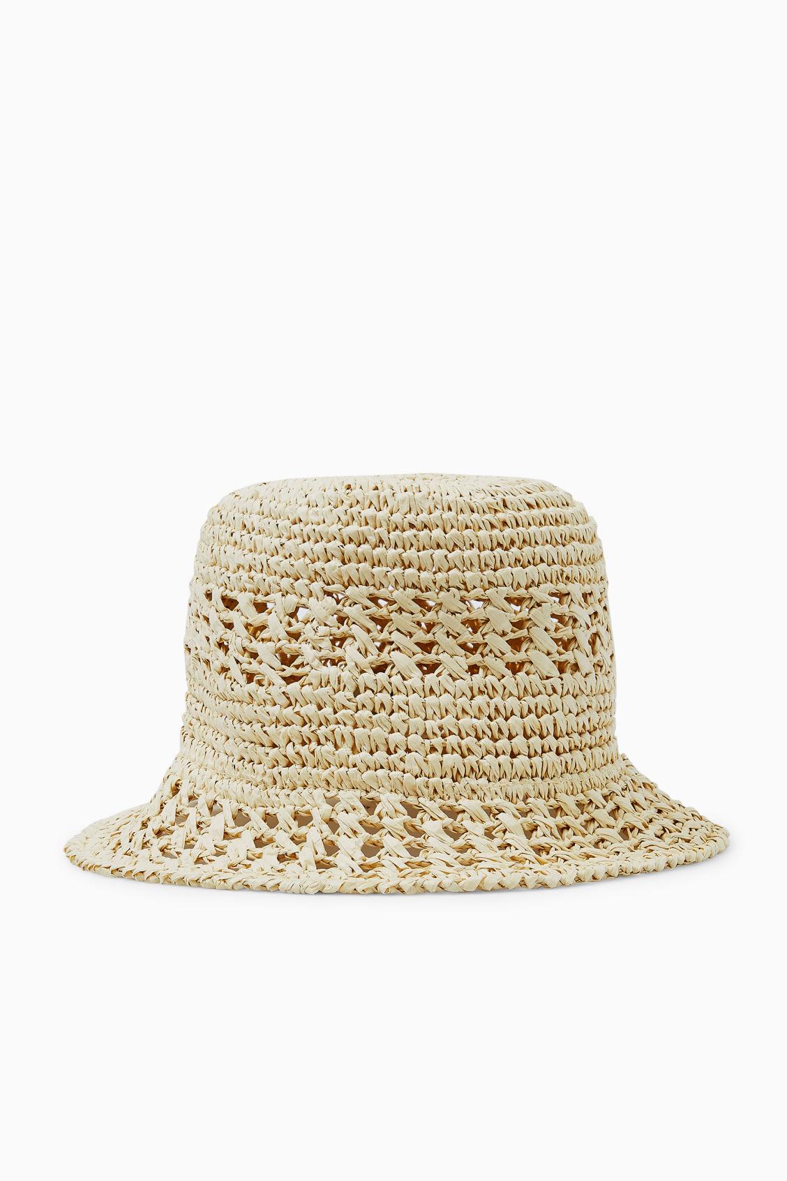 COS Crocheted Straw Bucket Hat in Natural | Lyst