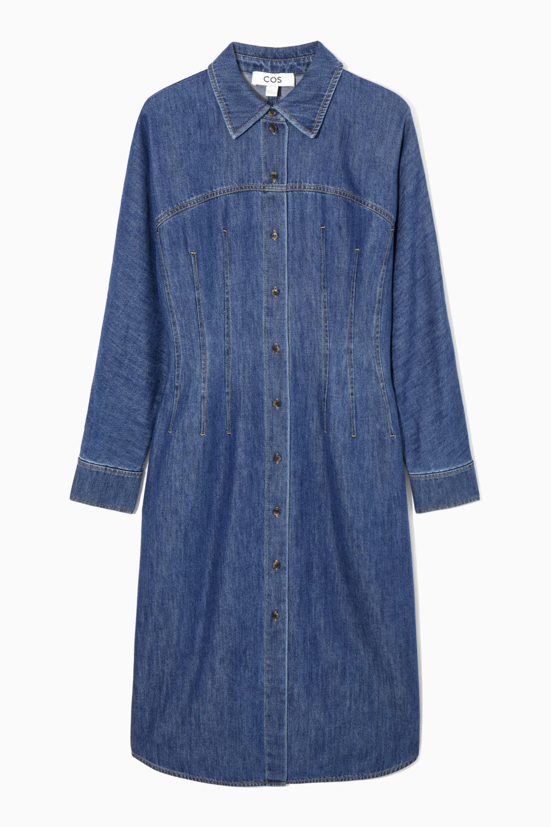 COS Oversized Waisted Denim Shirt Dress in Blue | Lyst