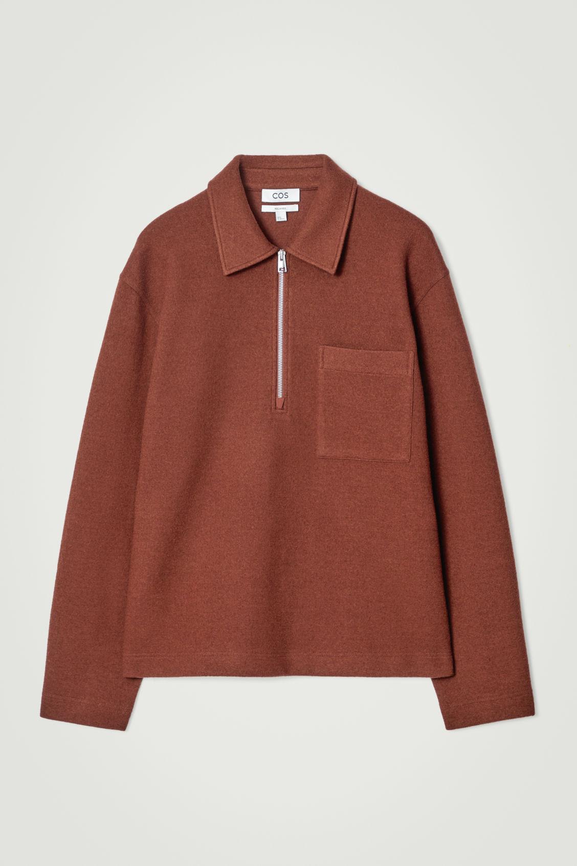 COS Half-zip Wool-blend Sweater in Red for Men | Lyst