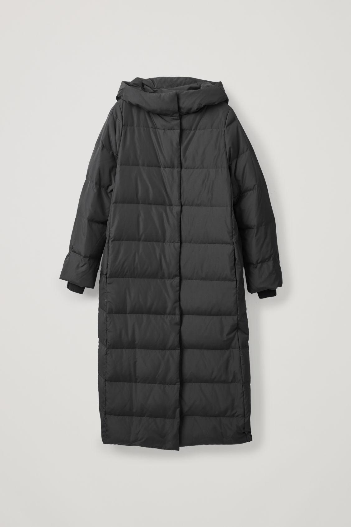 COS Hooded Long Puffer Coat in Black - Lyst