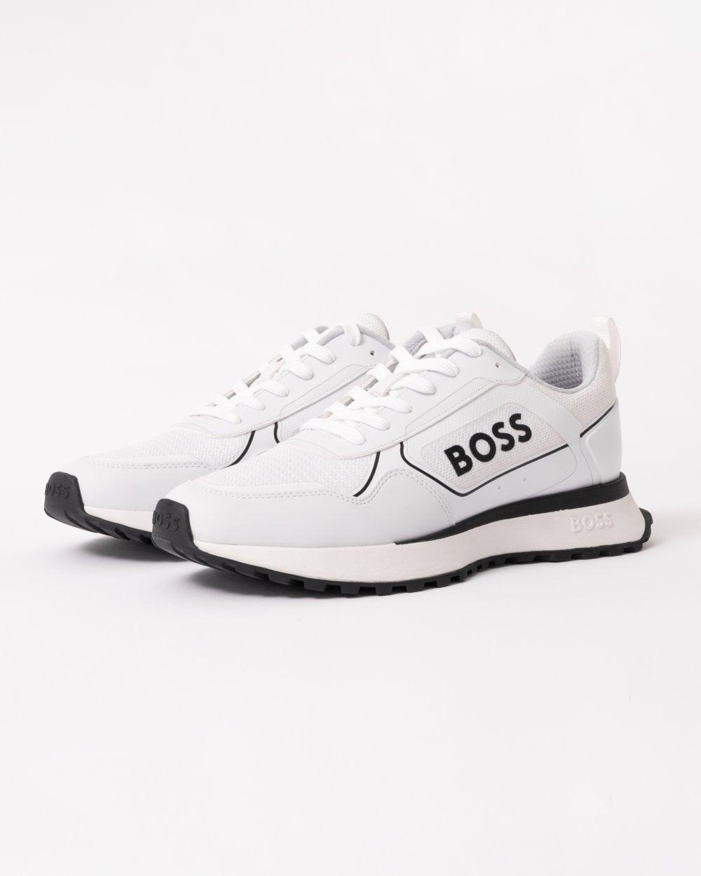 BOSS Boss Jonah Runn Mixed-Material Trainers With Large Logo in White ...
