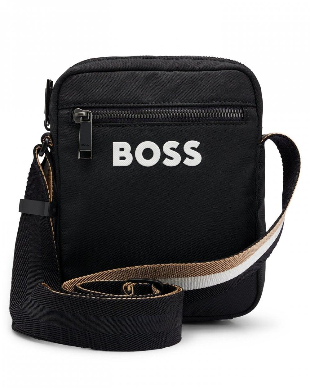 BOSS Catch 3.0 Crossbody Bag With Signature-stripe Strap in Black for ...