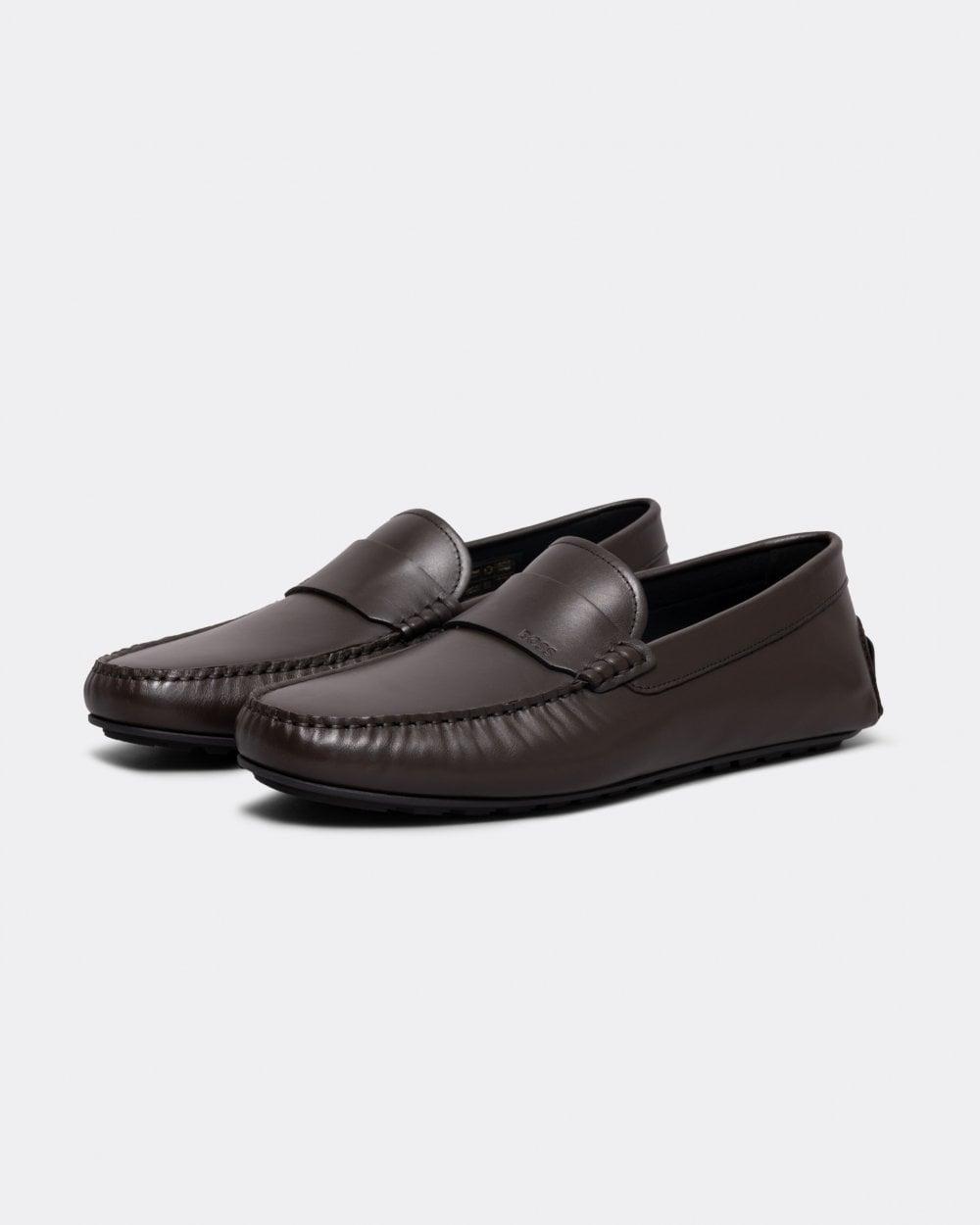 BOSS Noel Nappa-leather Driving Moccasins With Embossed Logo for Men | Lyst