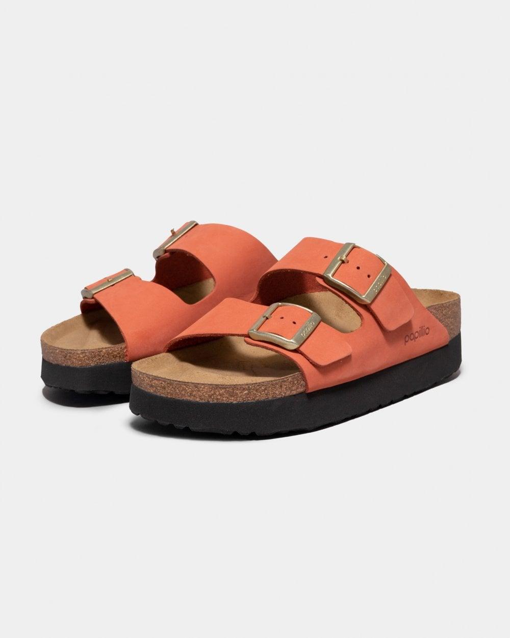 Birkenstock Arizona Papillio Platform Nubuck Leather Sandals in Brown ...