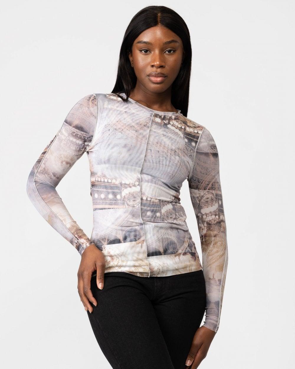 Ted Baker Yazzme Mesh Top in Gray | Lyst