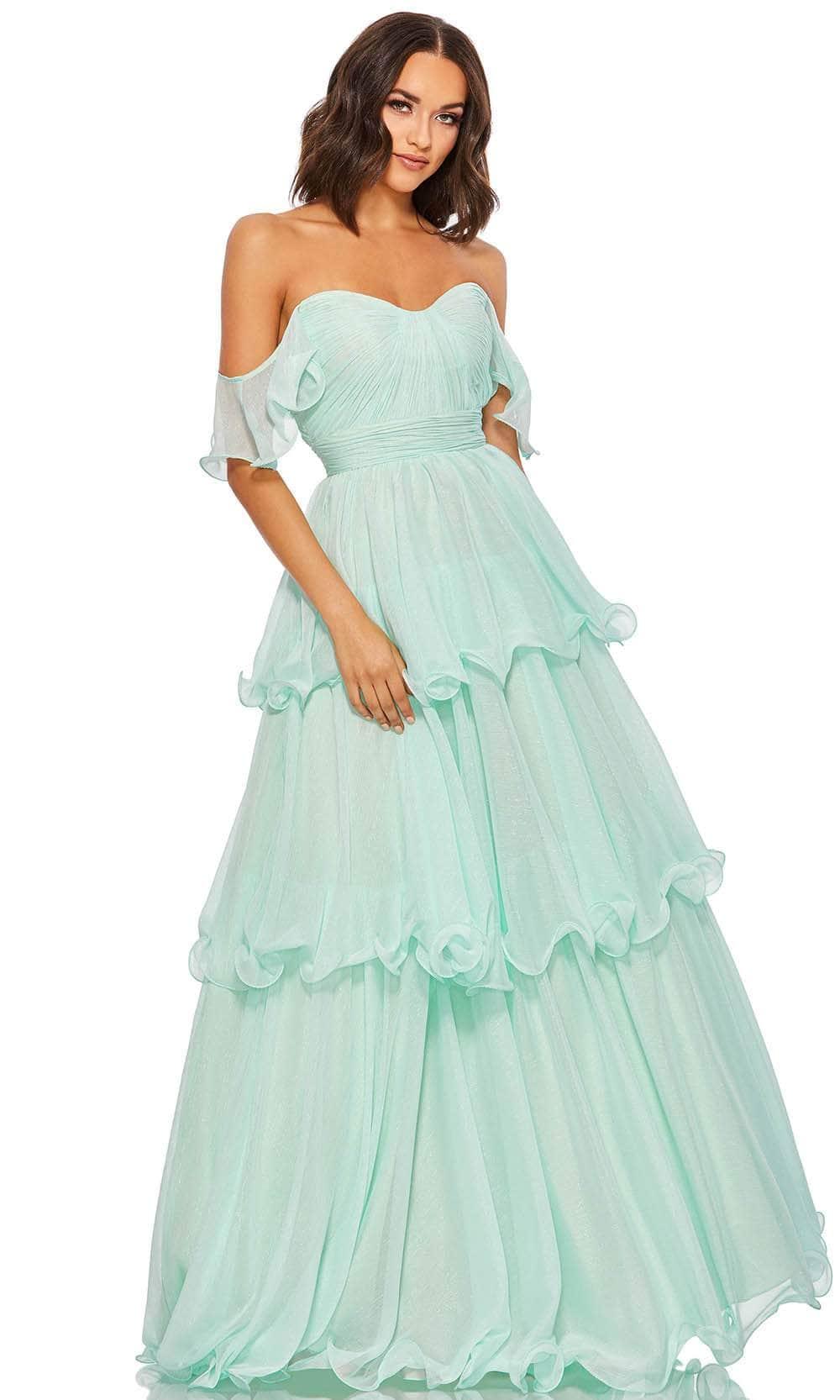 Mac Duggal 49245 Off Shoulder Tiered Prom Dress In Green Lyst