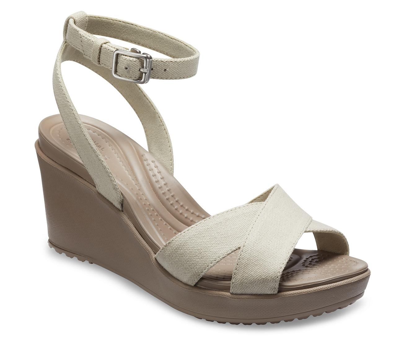 Crocs™ Rubber Leigh Ii Cross Strap Ankle Wedge Sandal - Lyst