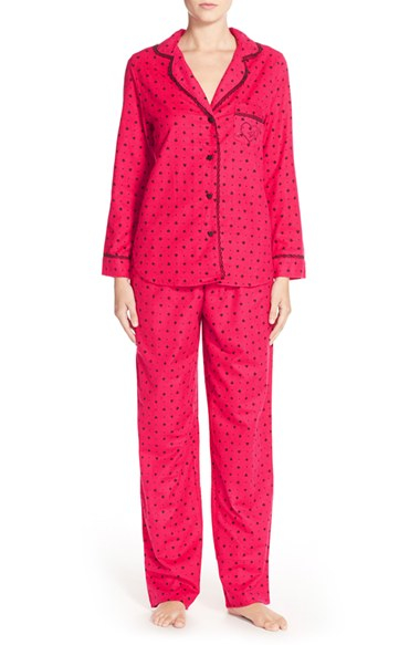 Betsey Johnson Print Flannel Pajamas In Red Hearts And Spades Red Hot Lyst