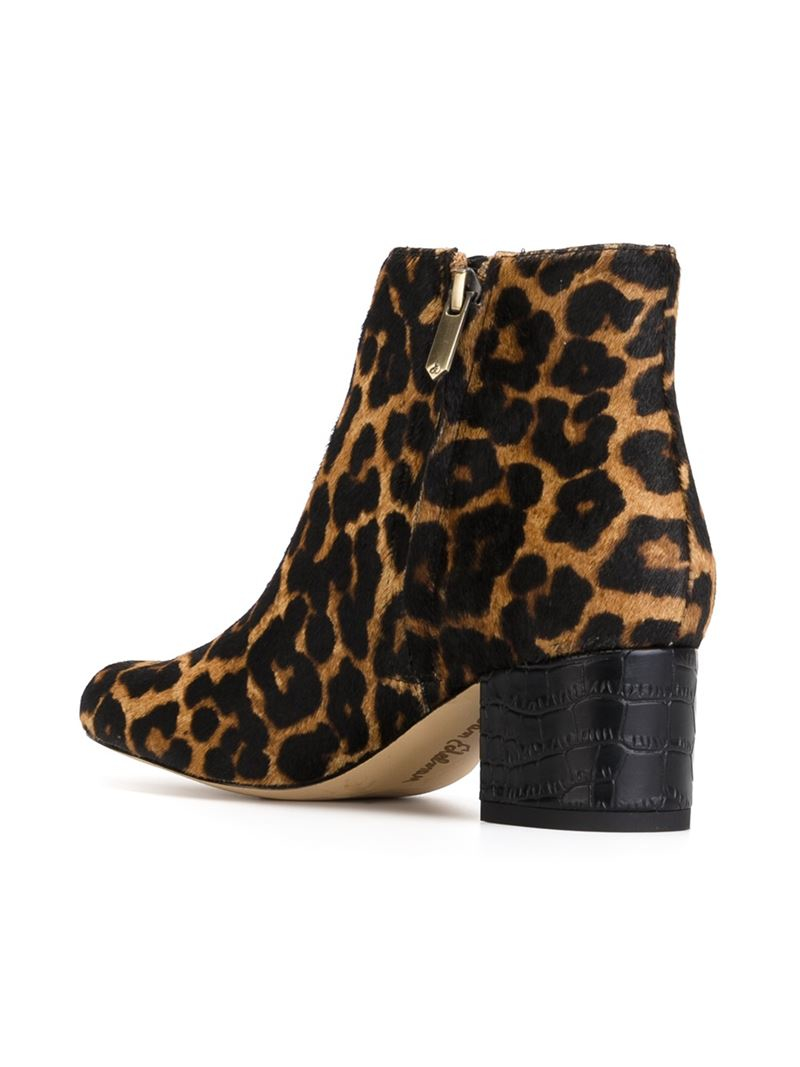 Lyst Sam Edelman Leopard Print Ankle Boots In Brown