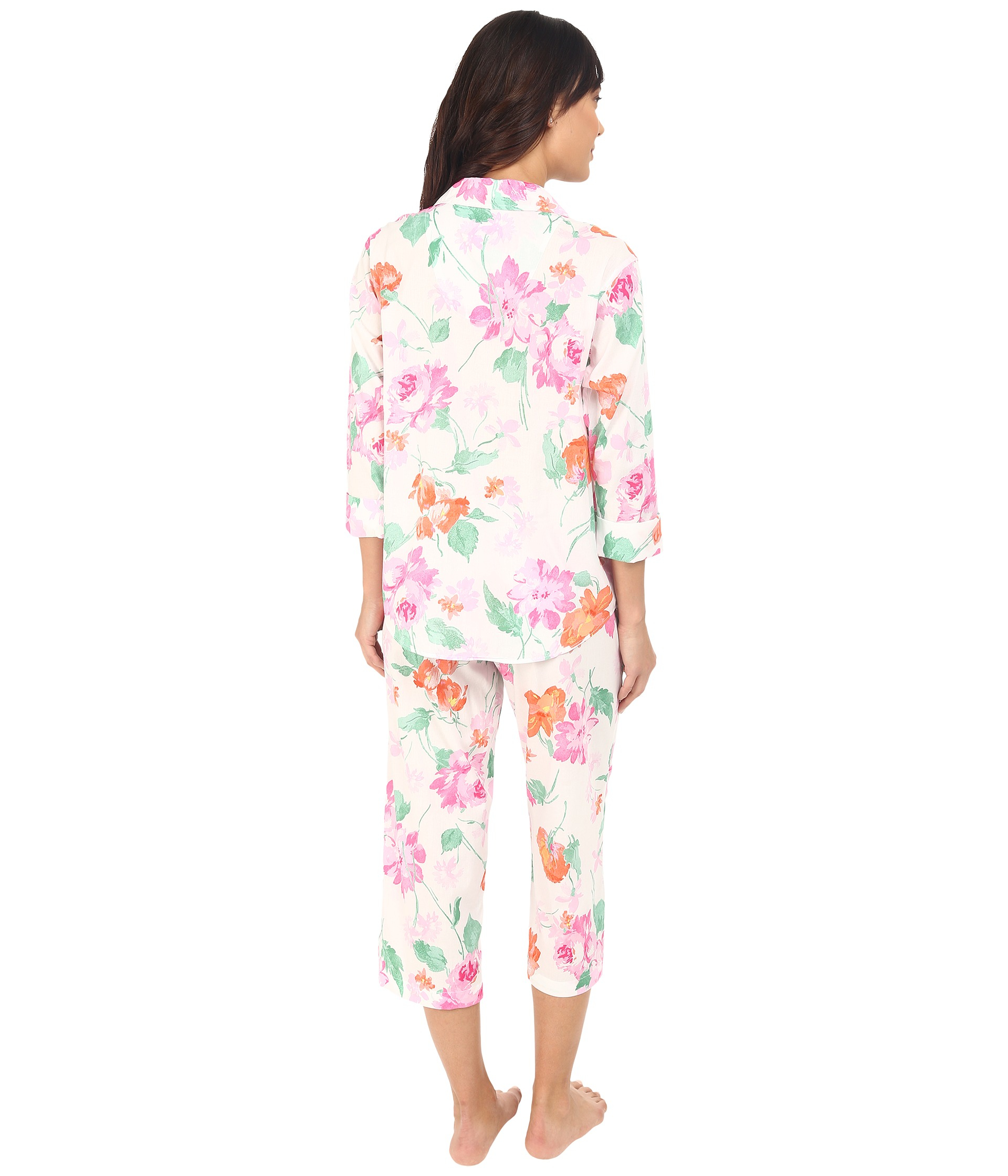 Lauren By Ralph Lauren Cotton Lawn 3 4 Sleeve Capris Pajama Set Lyst