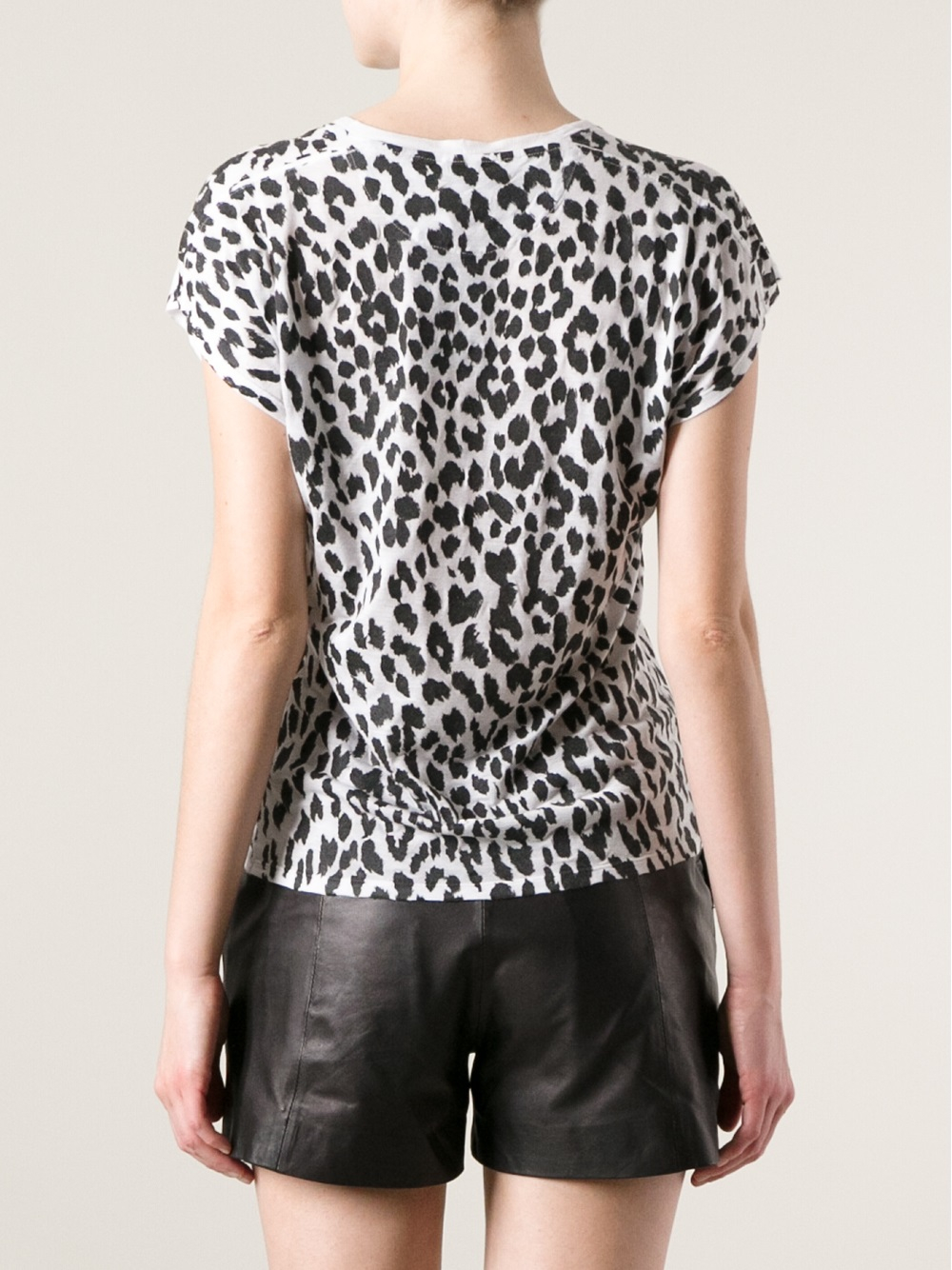 Saint Laurent Cotton Leopard Print T Shirt In White Black Lyst