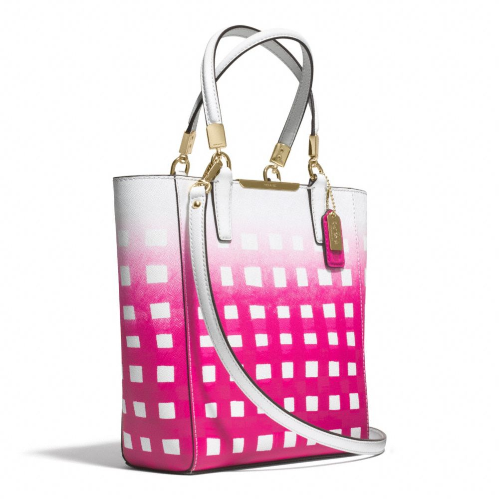 COACH Madison Mini Northsouth Tote in Gingham Saffiano Leather in Light ...