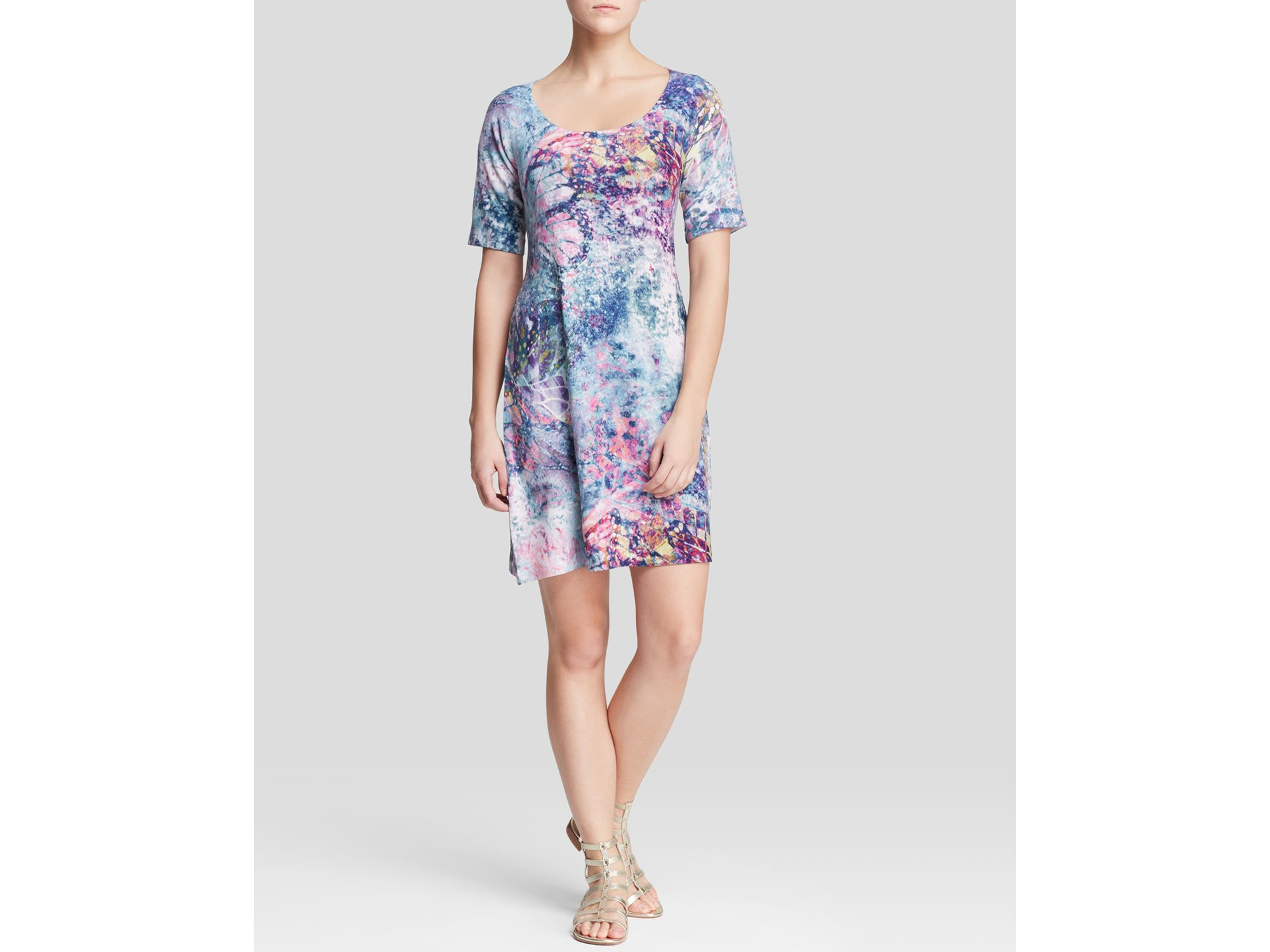 Lyst - Nally & Millie Abstract Print Dress in Blue