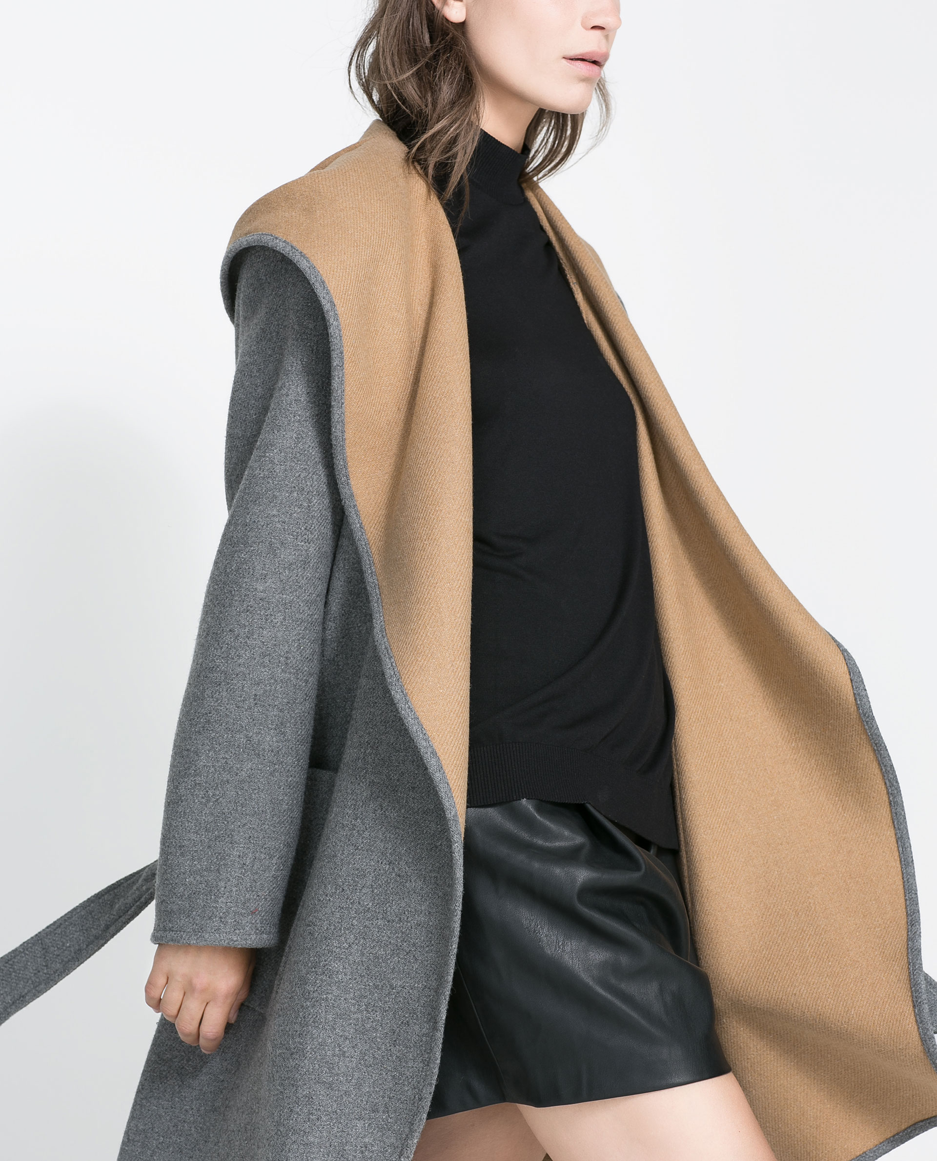 Zara Hooded Wool Coat In Gray Lyst