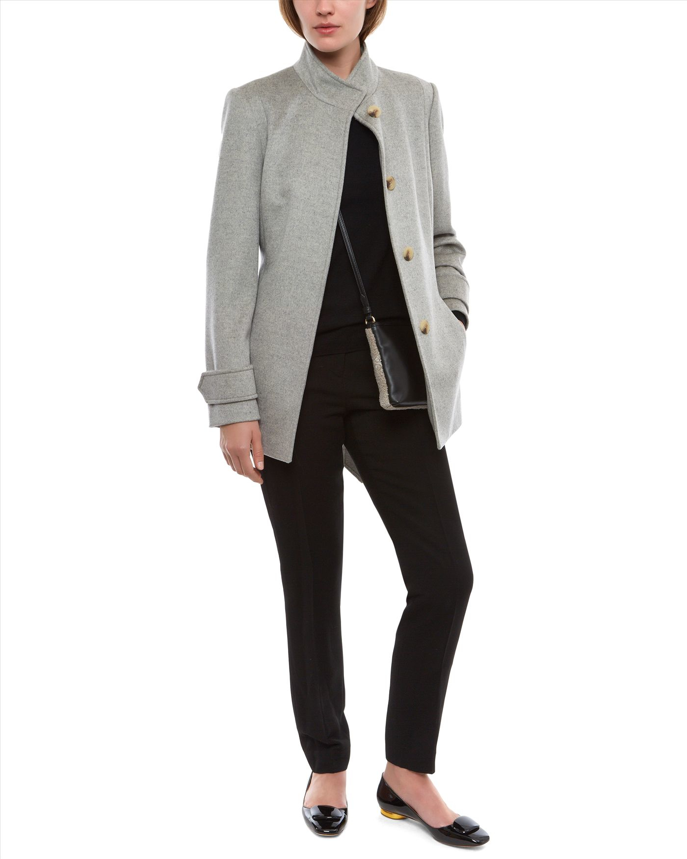 Jaeger Wool Funnel Neck Coat in Gray (Light Grey) | Lyst Jaeger Wool Funnel Neck Coat in Gray (Light Grey) | Lyst