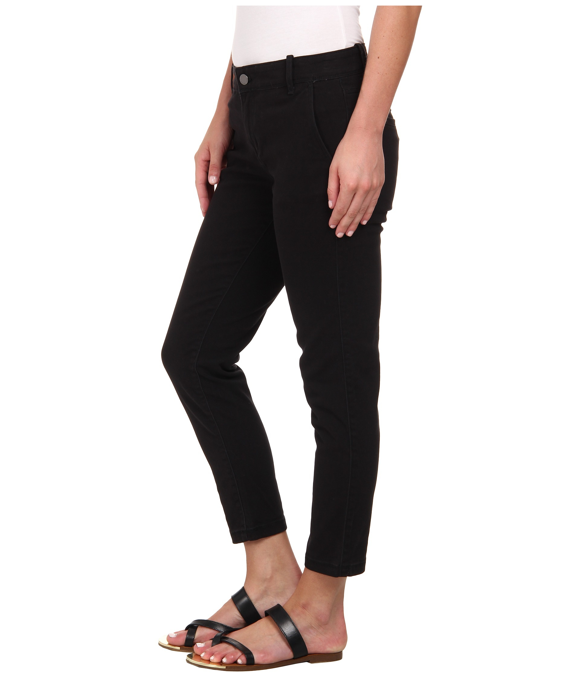 Calvin klein jeans Abbreviated Crop Straight Leg Pant in Black | Lyst