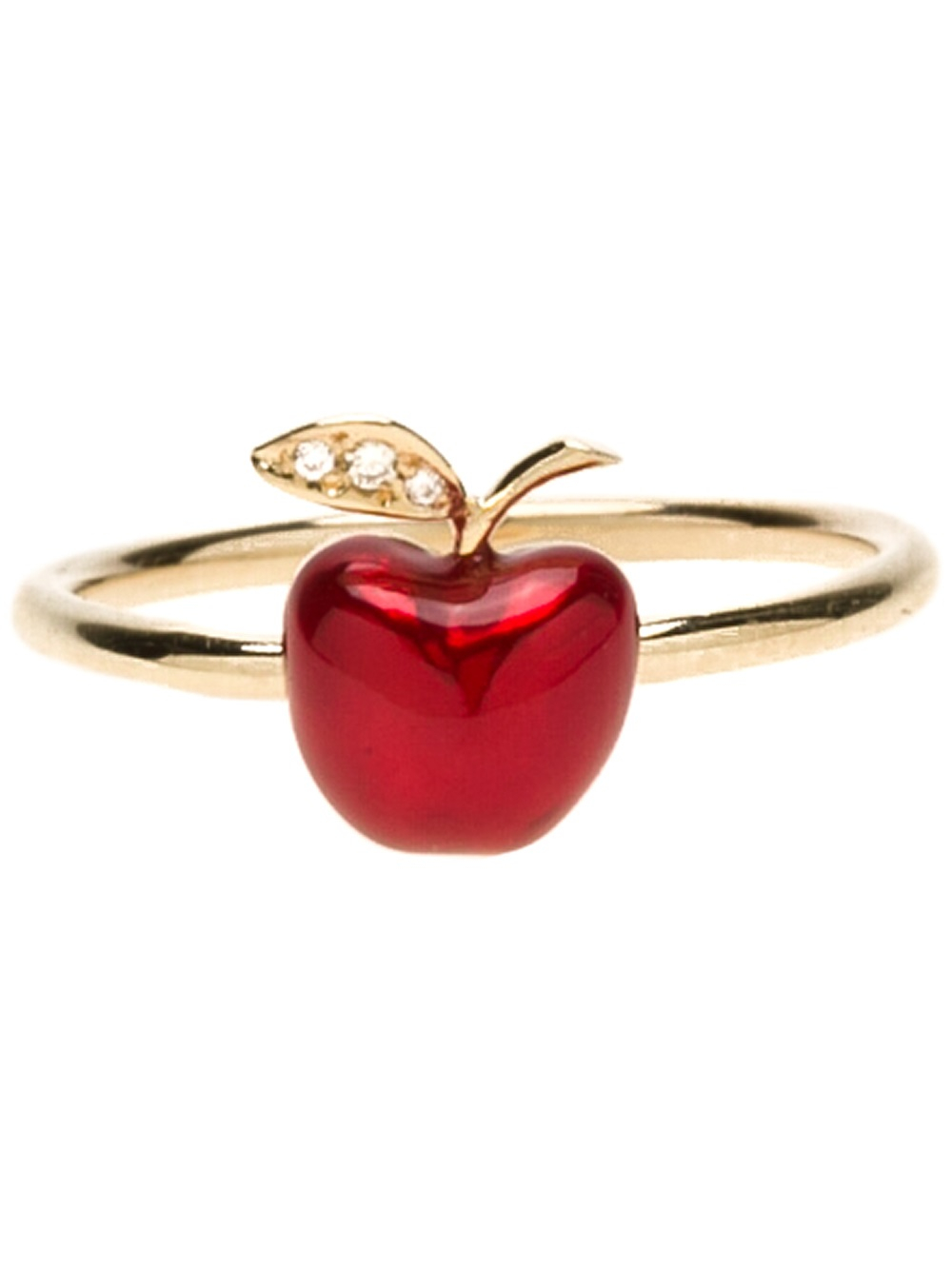 Alison lou Red Apple Stack Ring in Red | Lyst