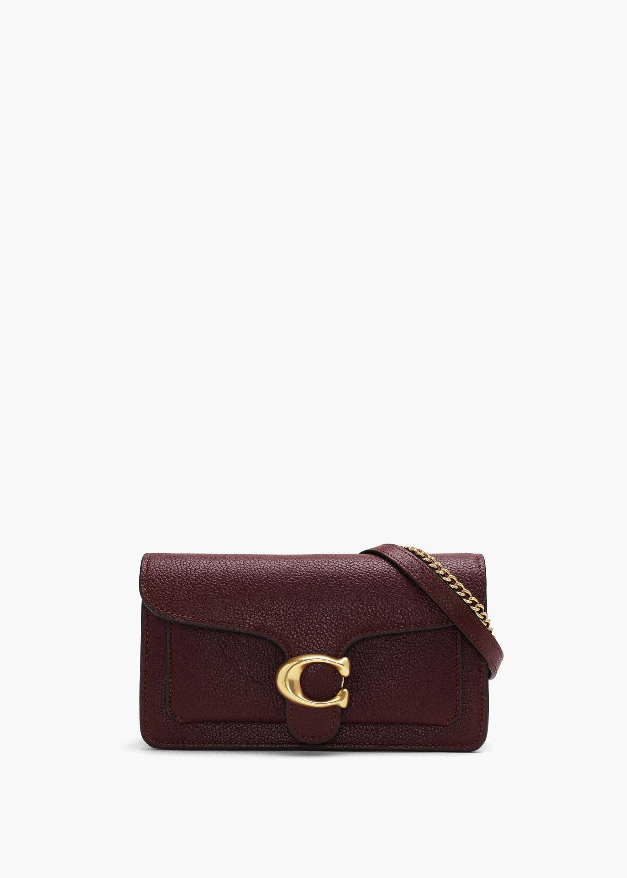 COACH Tabby Merlot Leather Chain Clutch Bag in Purple | Lyst