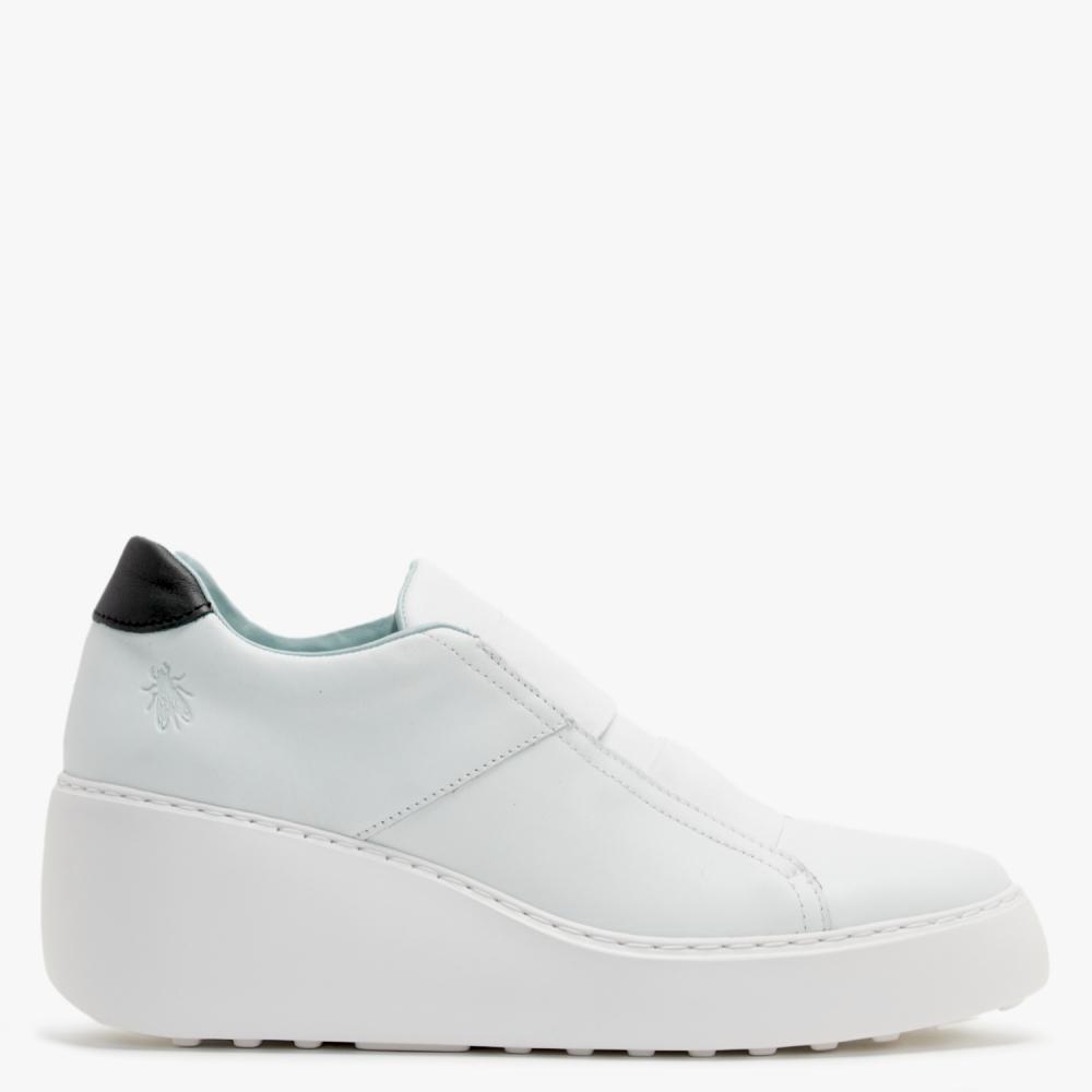 Fly London Dito White Leather Wedge Trainers | Lyst