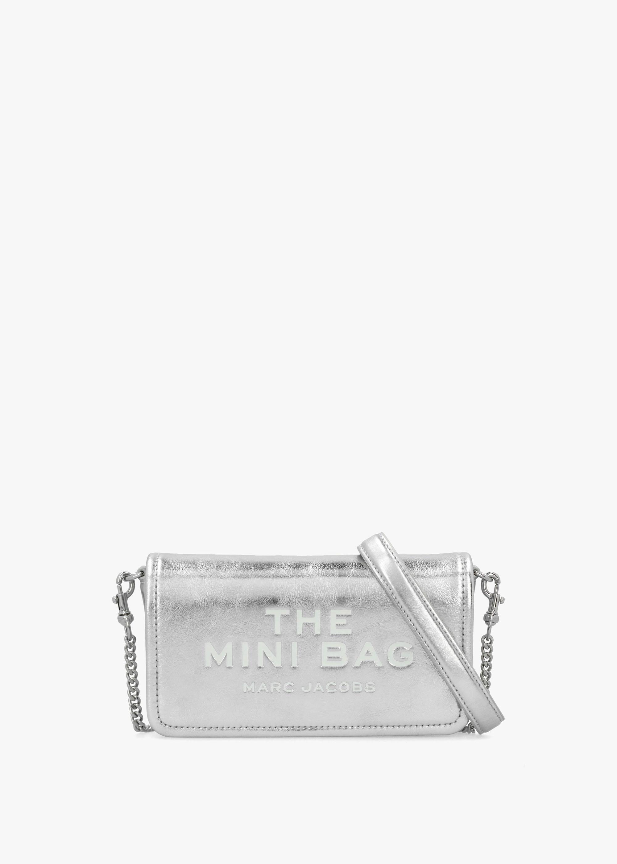 Marc Jacobs The Metallic Leather Chain Silver Mini Cross-body Bag in ...
