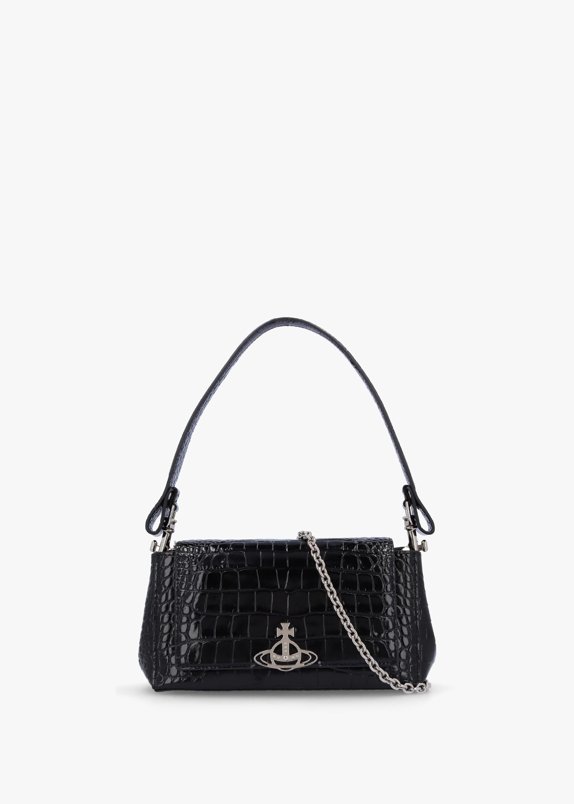 Vivienne Westwood Hazel Medium Croc Embossed Shoulder Bag , Reptile in Black | Lyst