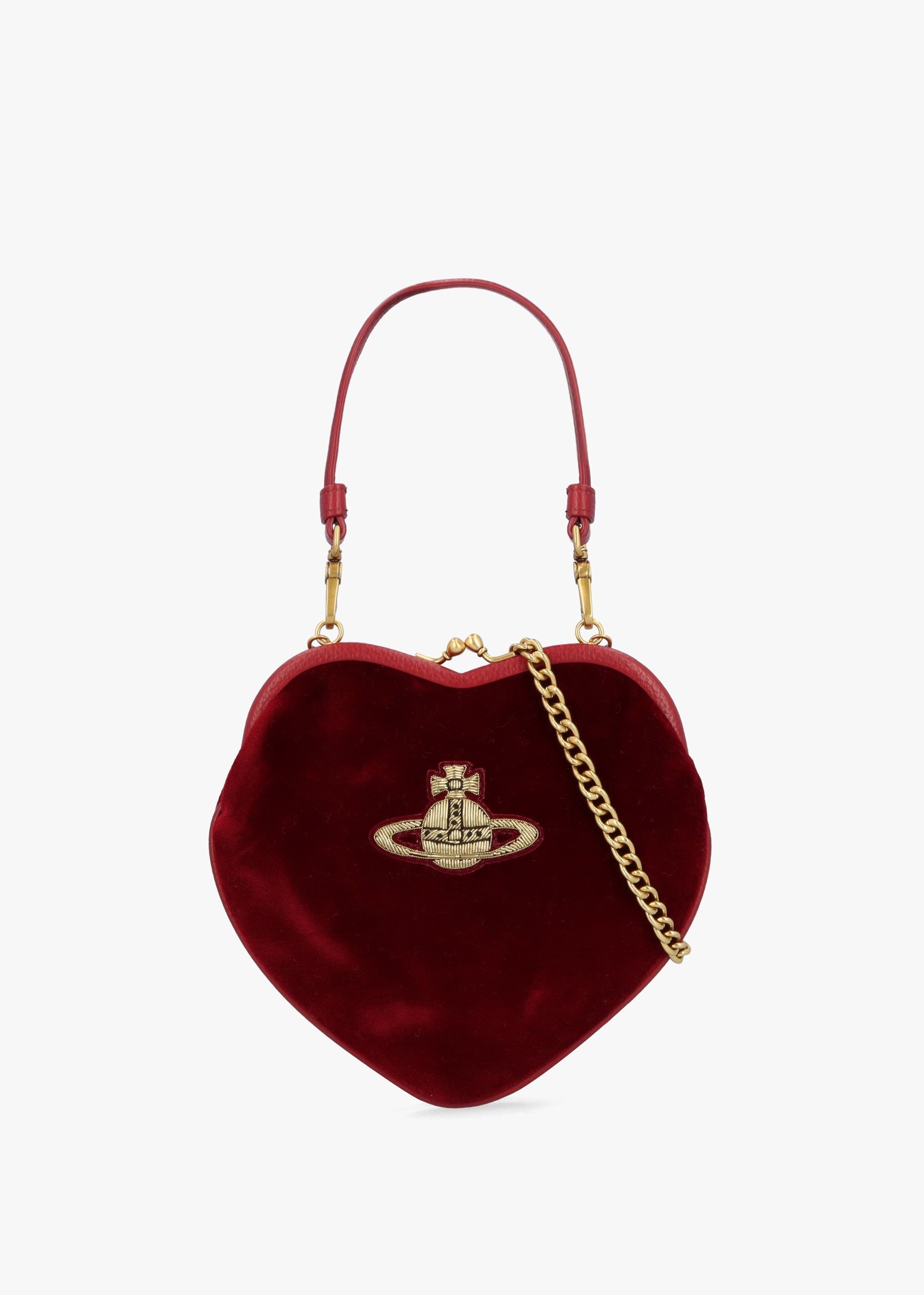 Vivienne Westwood Belle Vegan Burgundy Cotton Velvet Heart Frame Cross-body Bag in Red | Lyst