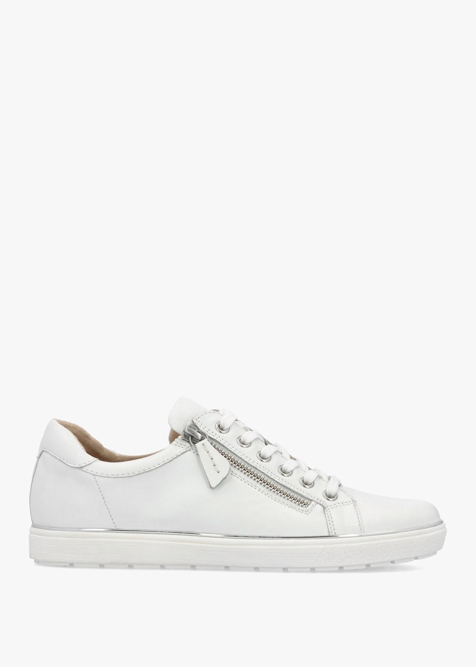 Caprice White Leather Side Zip Trainers | Lyst