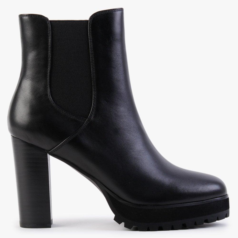 Daniel Slock Black Leather Block Heel Chelsea Boots | Lyst