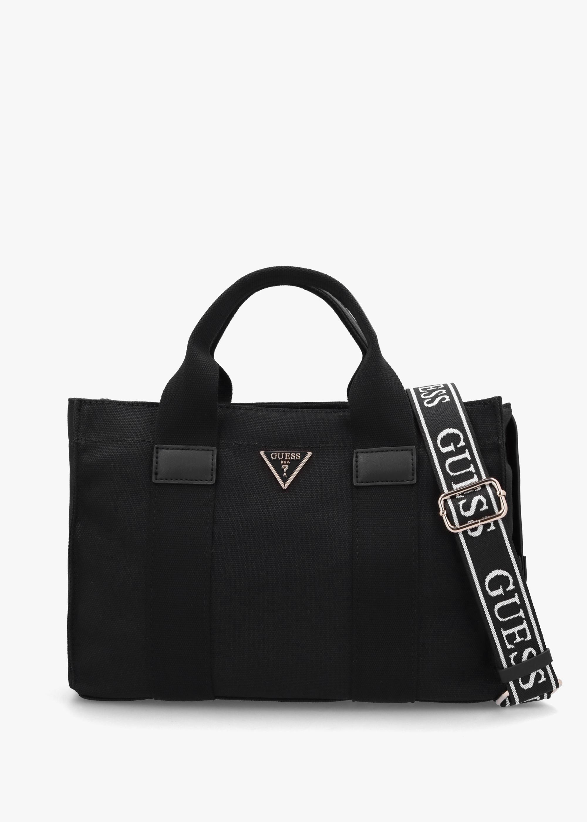 Guess Small Canvas Ii Black Tote Bag | Lyst