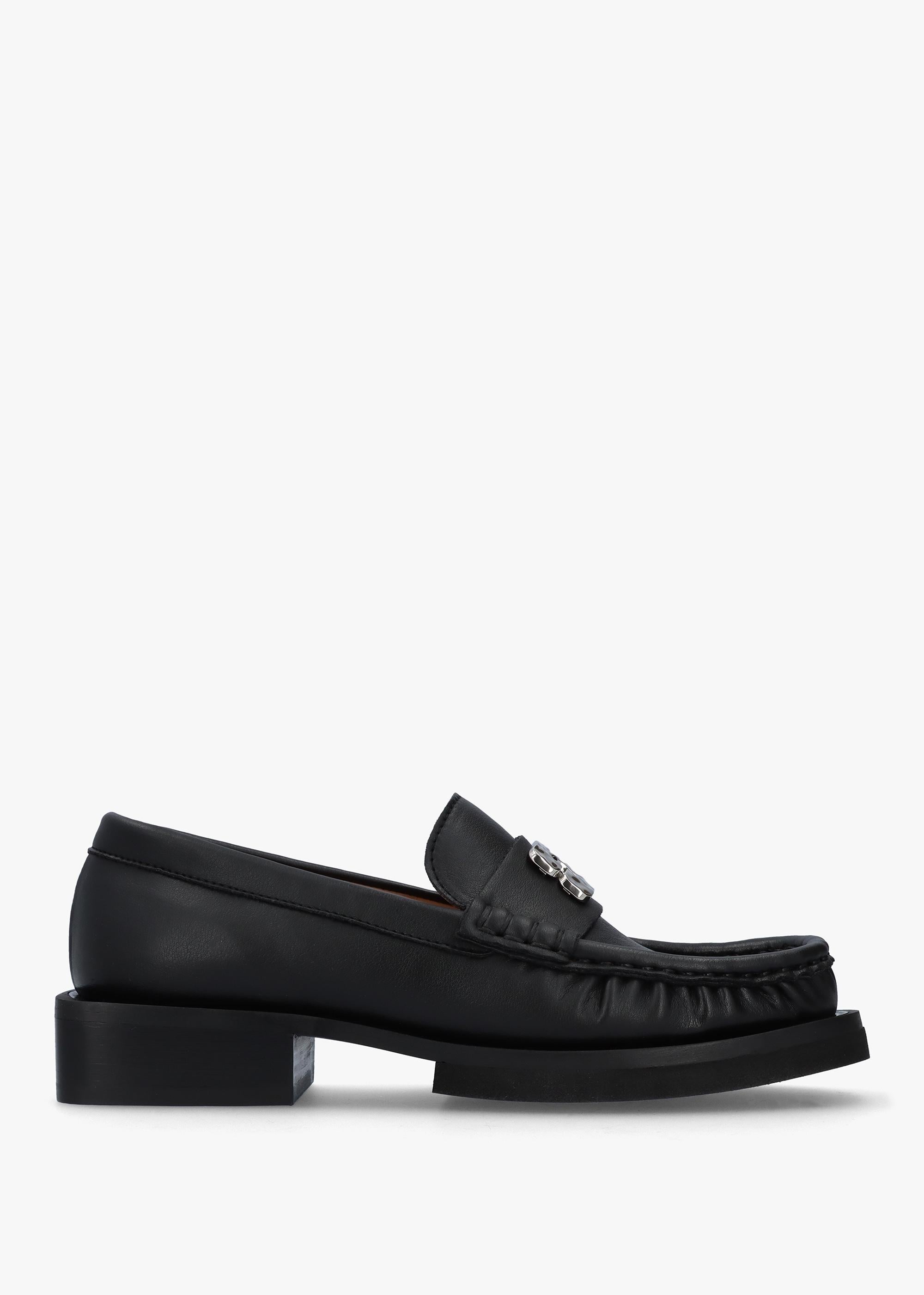 Ganni Butterfly Logo Loafers Leather in Black | Lyst