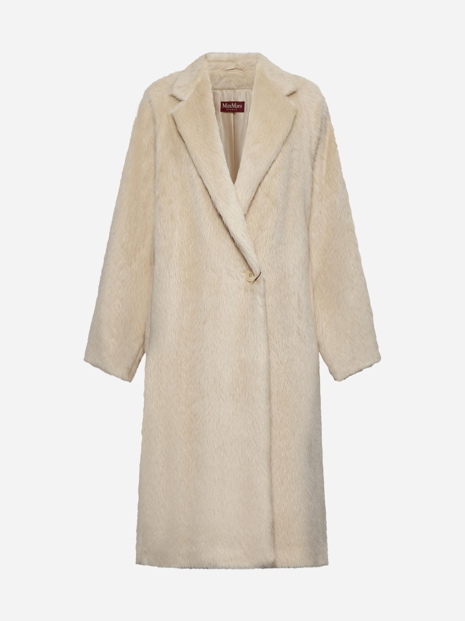 Max Mara Xavier Alpaca And Wool Coat in Natural | Lyst