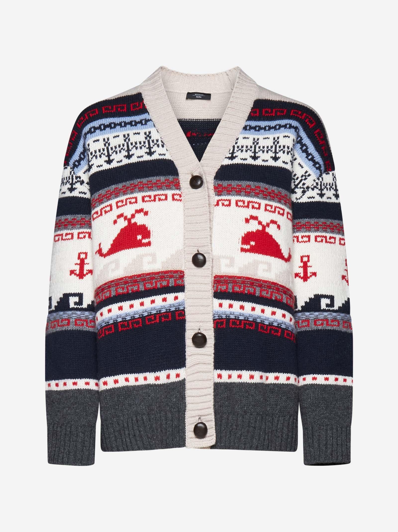 Weekend by Maxmara Gleba Whale Wool Cardigan in Blue | Lyst UK