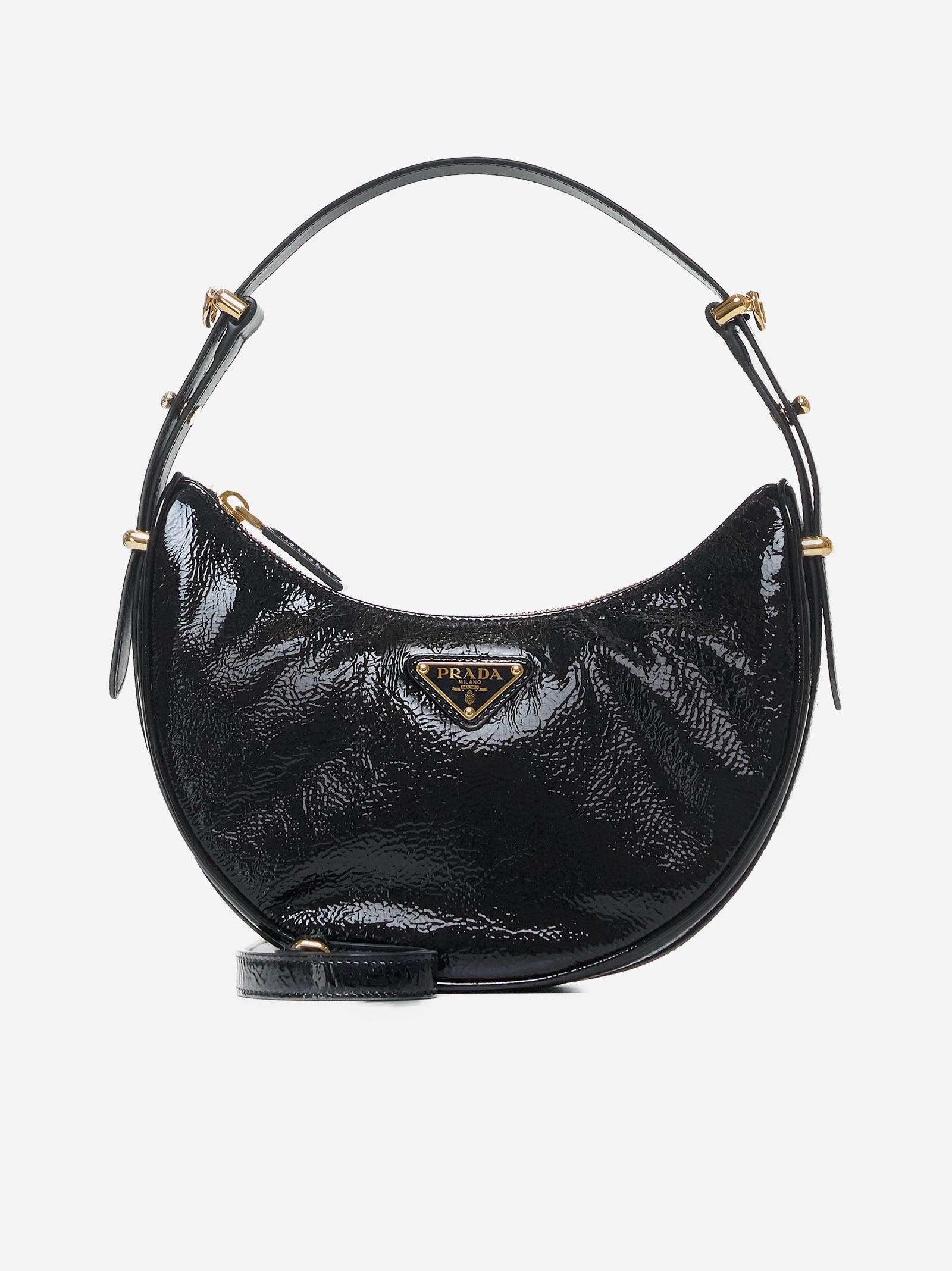 Prada Arque' Glossy Leather Bag in Black | Lyst