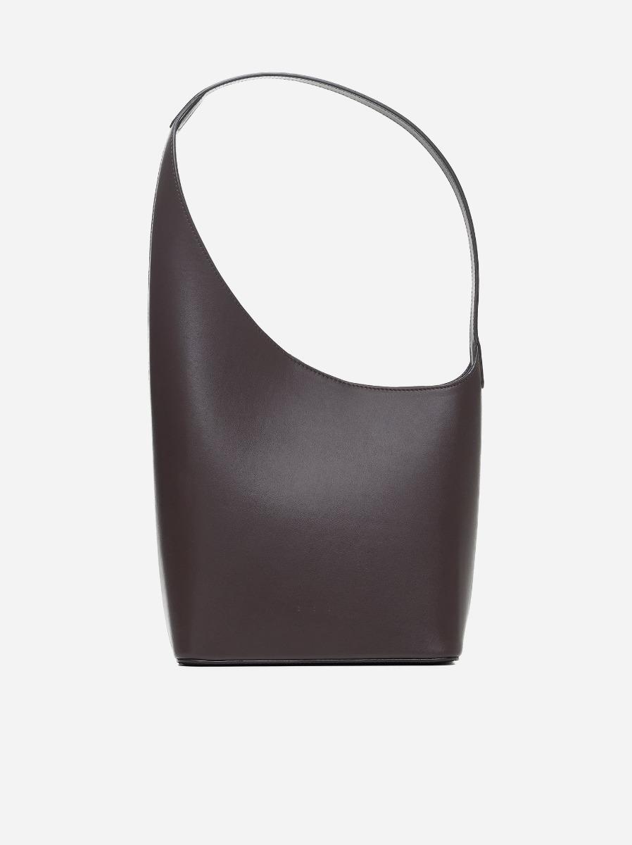 Aesther Ekme Dark Chocolate Demi Lune Shoulder Bag in Gray | Lyst