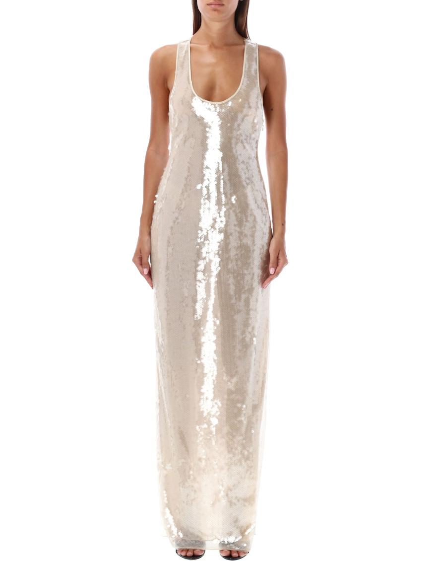 retroféte Bella Tank Sequin Maxi Dress in White | Lyst