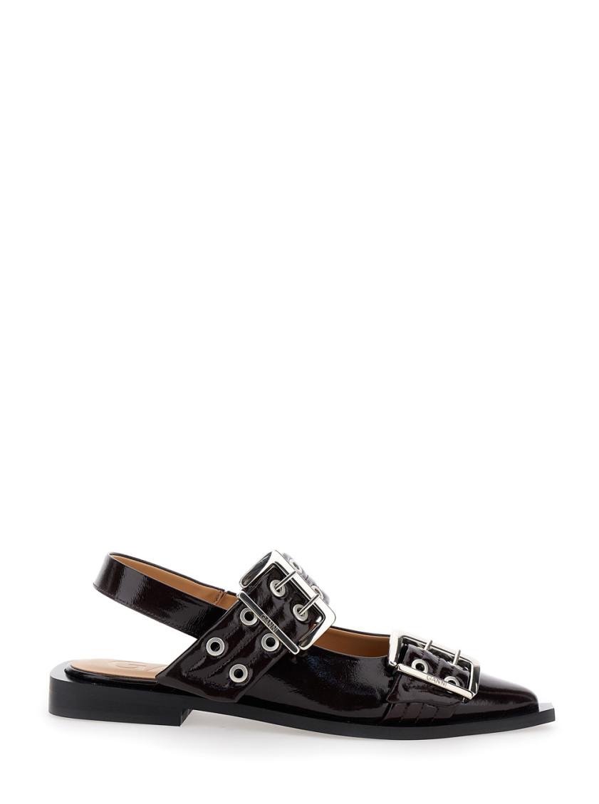 Ganni Slingback Ballet Flats in Black | Lyst