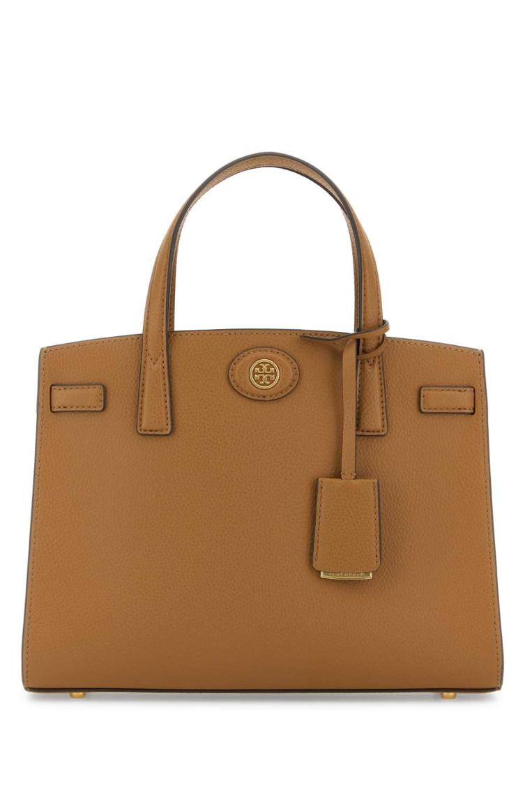 Tory Burch Robinson Pebbled Small Satchel in Brown | Lyst