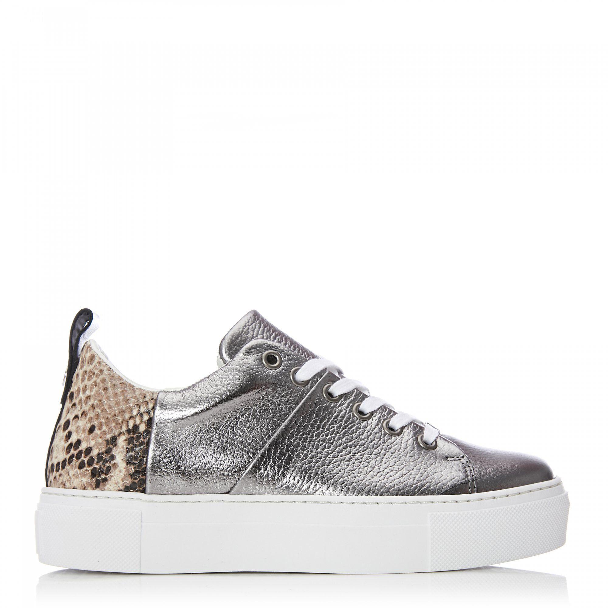 Moda In Pelle Leather 'brylee' Lace Up Trainers in Grey (Grey) - Lyst